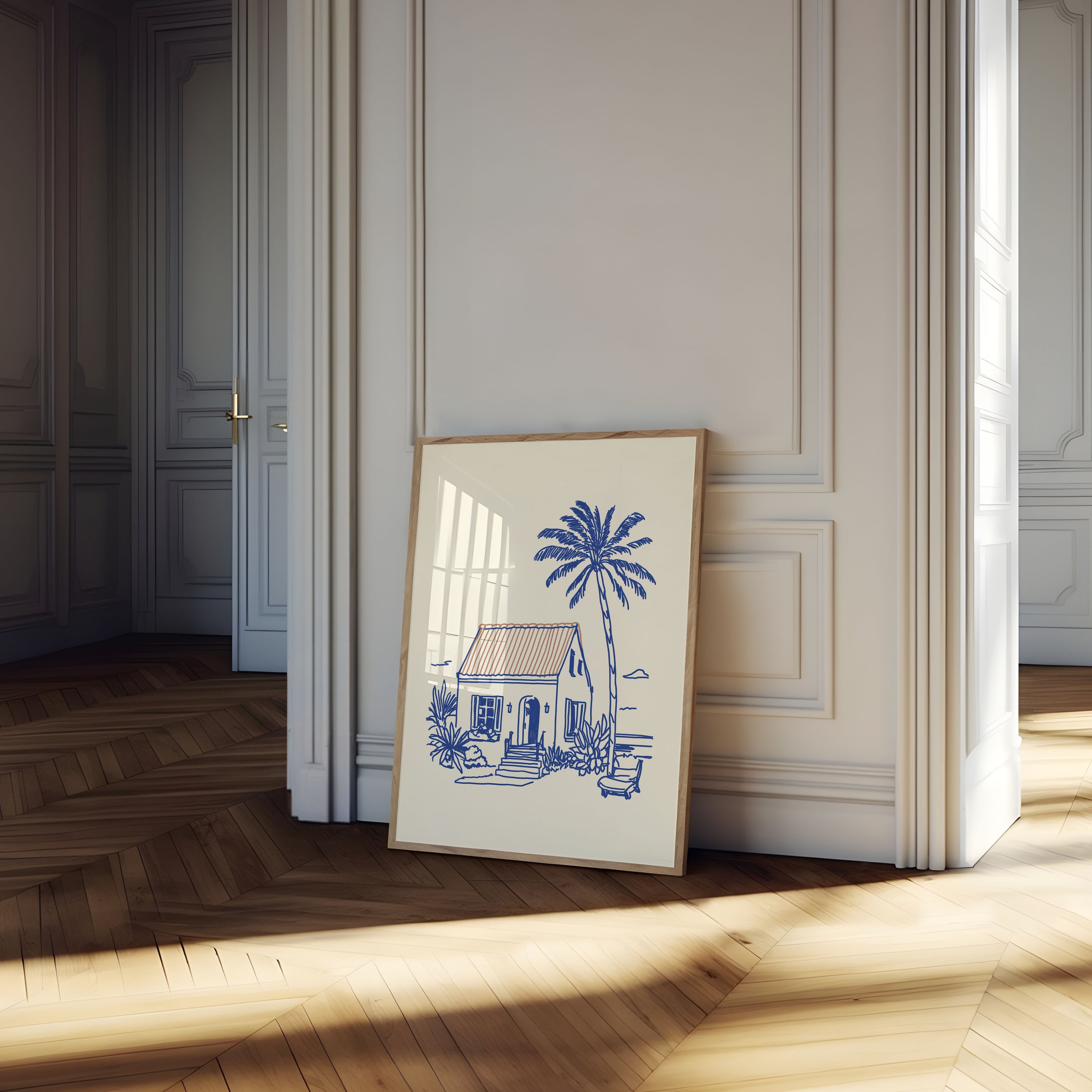 Tropical Beach Shack Line Art Poster – Artisout